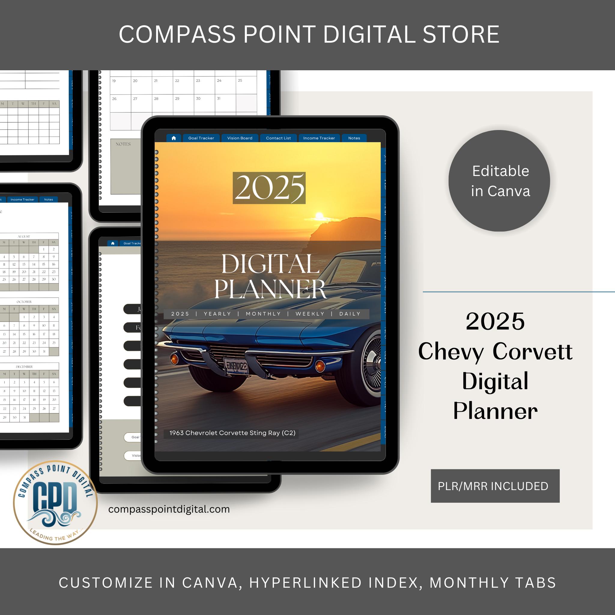 1963 Chevy Corvett Stingray (C2) 2025 Digital Planner – Compass Point ...